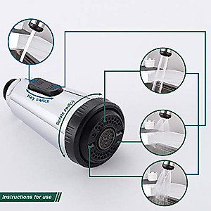 AiHom sink faucet sprayer attachment,Pull Down Faucet Spray Head G 1/2, 4 Function kitchen faucet head, Kitchen Spray Spout Part,Chrome (MALE)