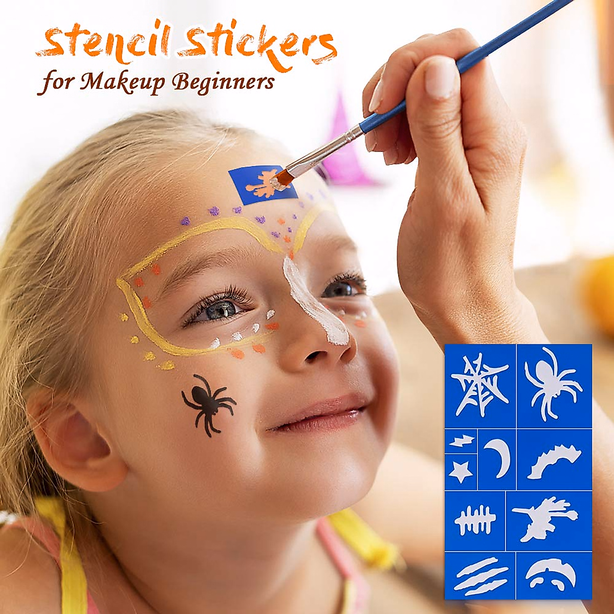 Halloween Makeup Kit for Adults Kids - Zombie Skeleton Vampire Clown Witch SFX Makeup kit, Black White Scary Halloween Cosplay Face Paint Make Up Set Fake Blood Tattoo Stickers 8-Color Makeup Palette