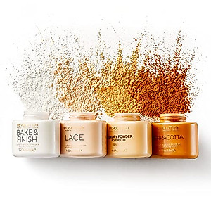 Makeup Revolution Loose Baking Powder, Make Up Setting Powder, Long Lasting Coverage, Reduces Shine, For Medium to Dark Skin Tones, Peach, 32g