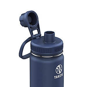 Takeya Actives 22 oz Vacuum Insulated Stainless Steel Water Bottle with Spout Lid, Premium Quality, Midnight Blue
