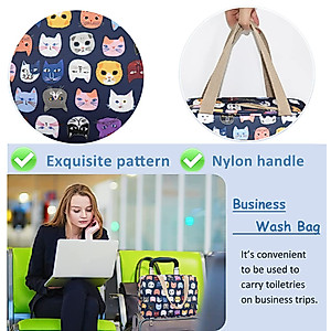 Hjkiopc Large Makeup Bag Toiletry Bag for Women Make Up Bag Cosmetic Bag Toiletries Bag Brush Bags for Traveling (Cute Cat)