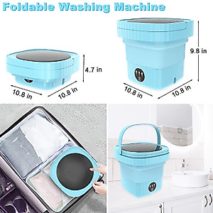 ABXKZ Portable Washing Machine, Mini Washing Machine Foldable, 6.5L Small Washer Machine and Dryer, Intelligent Bucket Laundry Machine w/ 3 Modes Deep Cleaning Baby Clothes, Underwear, Socks, Travel