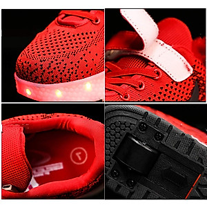 qyy Led Rechargeable Double Wheel Roller Shoes Fashion Sneakers Kids Skateboarding for Girls Boys with Wheels Comfortable Mesh Surface Thanksgiving Christmas Day Best GiftBlack-USA 4