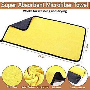 Lsyomne Car Wash Brush with Long Handle 62'' Chenille Microfiber Car Wash Mop Mitt Car Wheel Brush Car Care Cleaning Kit Windshield Window Squeegee Car Microfiber Towels for Cars RV Truck Boat