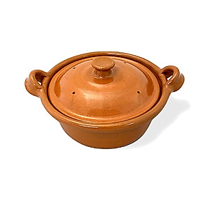 Ancient Cookware, Mexican Clay Lidded Cazuela Pot, Small, Terracotta, 1.25 Quarts