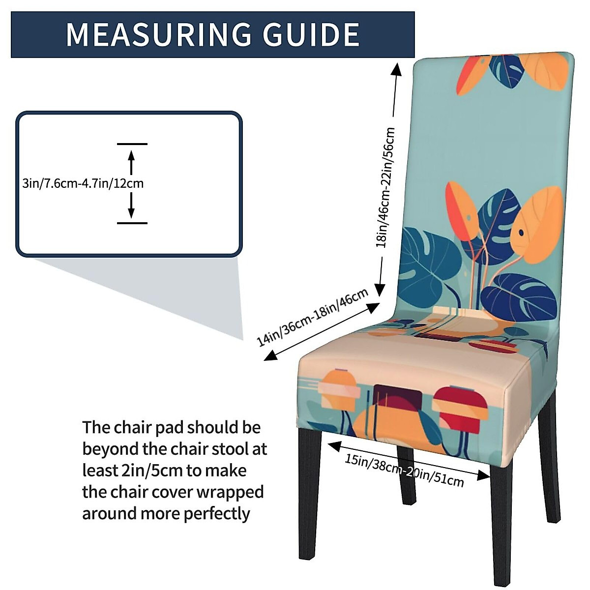 ZYVIA Protection Cover for Dining Chair Comfortable Elasticity Removable Chair Cover for Most Parson Chairs Sew-in for A Secure Fit Blue Orange Turtleback Bamboo