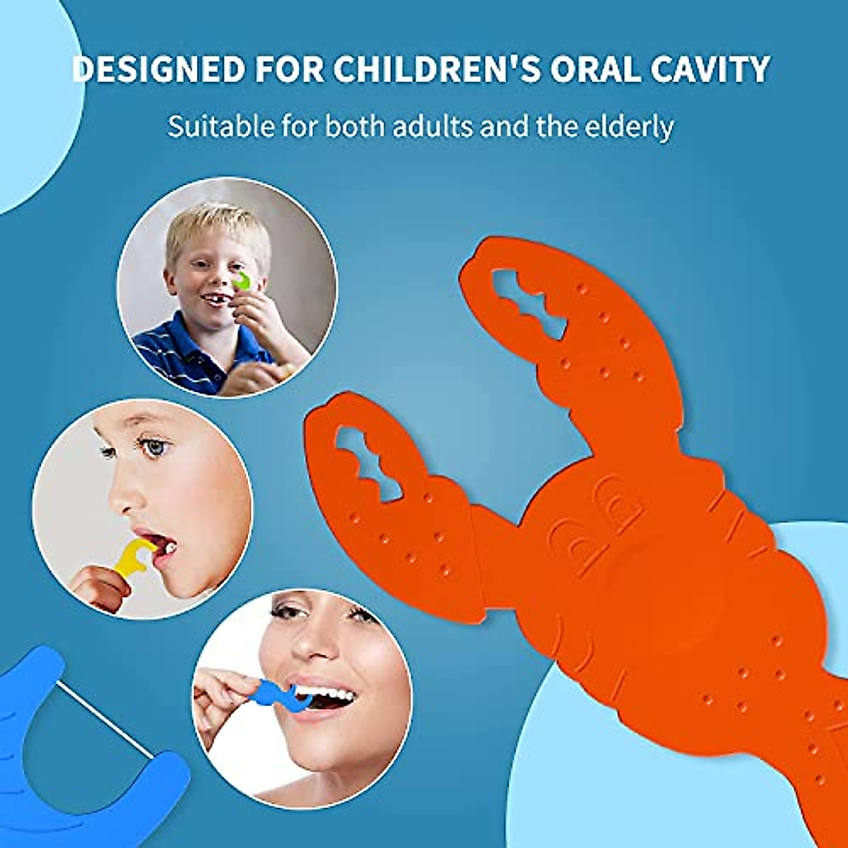 Kingubznis Funny Dental Floss Pick for Kids & Toddler - Unflavored Teeth Flossers with Portable Travel Bag, Non-Slip Ocean Animals Shaped, Soft Interdental Flossing Sticks Holiday Gift (288 Count)