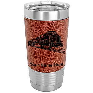 LaserGram 20oz Vacuum Insulated Tumbler Mug, Freight Train, Personalized Engraving Included (Faux Leather, Basketball Style)