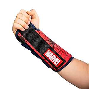 DonJoy Advantage Comfort Wrist Brace for Youth/Kids Featuring Marvels Captain America, Spider-Man to aid sprains strains support tendonitis carpal tunnel - Spider-Man X-Small - Right