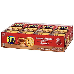 RITZ Peanut Butter Sandwich Crackers, 48 Snack Packs (6 Boxes, 8 Crackers Per Pack)