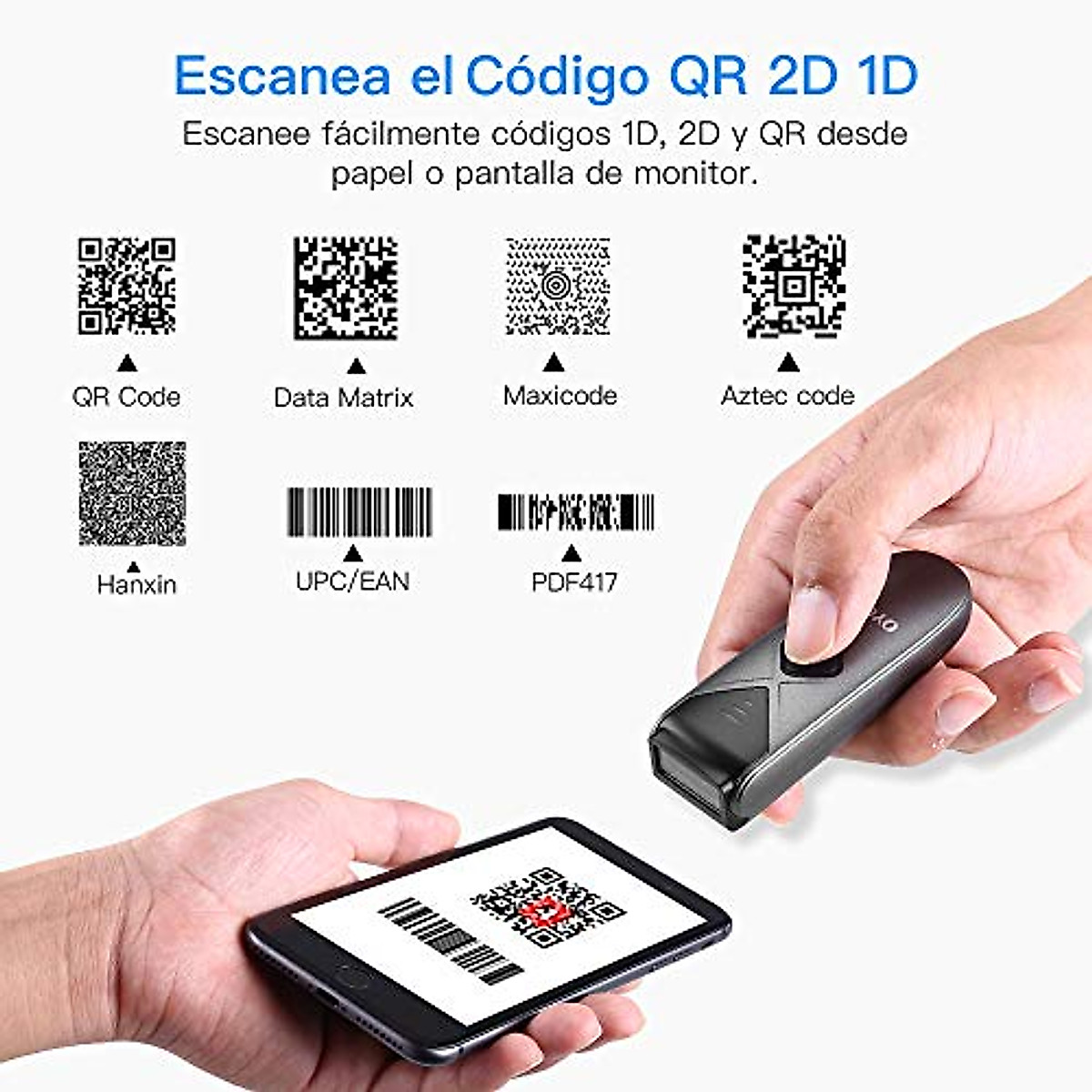 Eyoyo Barcode Scanner, Mini Portable Barcode Reader with USB Wired 2.4G Wireless Connection 1D 2D QR PDF417 Data Matrix Image Scanner