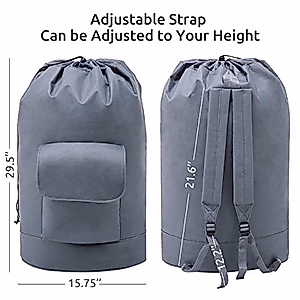 YOUDENOVA Backpack Laundry Bag with Padded Adjustable Shoulder Strap and Pocket for College Dorm, Durable Oxford Backpack Hamper Bag with Drawstring Closure for Travel, Camping, XL