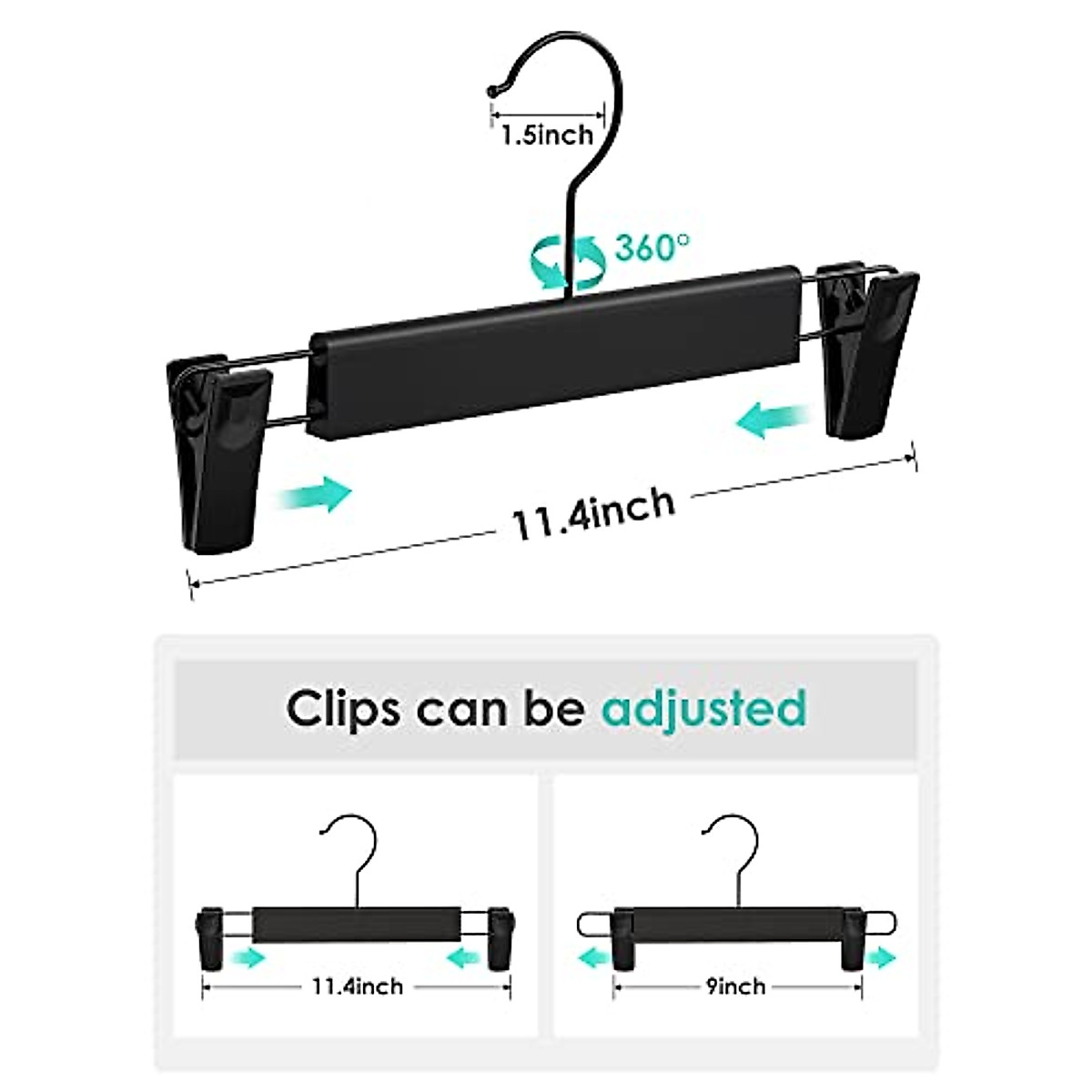 Velvet Hanger 3 Pack Skirt Hangers with Clips 12-Pack