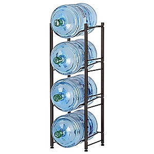 Water Jug Rack for 5 Gallon, Heavy Duty Water Cooler Jug Bottle Holder Save Space Detachable Water Bottle Plastic Glass Carrier Storage Shelf Organizer, 4-Tier, Black