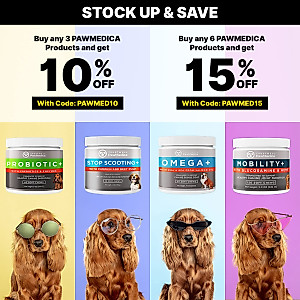 PawMedica Dog Probiotics and Digestive Enzymes, Probiotics for Dogs Made in USA, Pet Probiotic Chews for Dogs, Prebiotics & Probiotic Dog Digestive Support, Probiotic Treats - 120 Dog Probiotic Chews