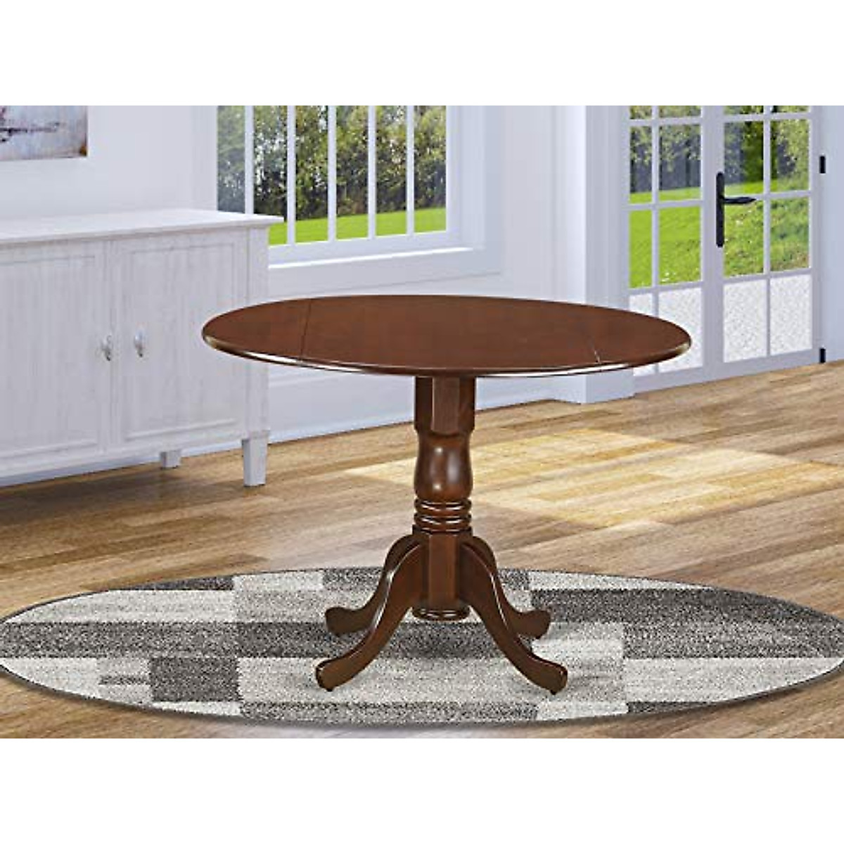 East West Furniture DLT-MAH-TP Dublin Table-Mahogany Table Top Surface & DUC-MAH-LC Dudley Padded Chair - Faux Leather Seat and Mahogany Solid Wood Frame Dining Room Chair Set of Two
