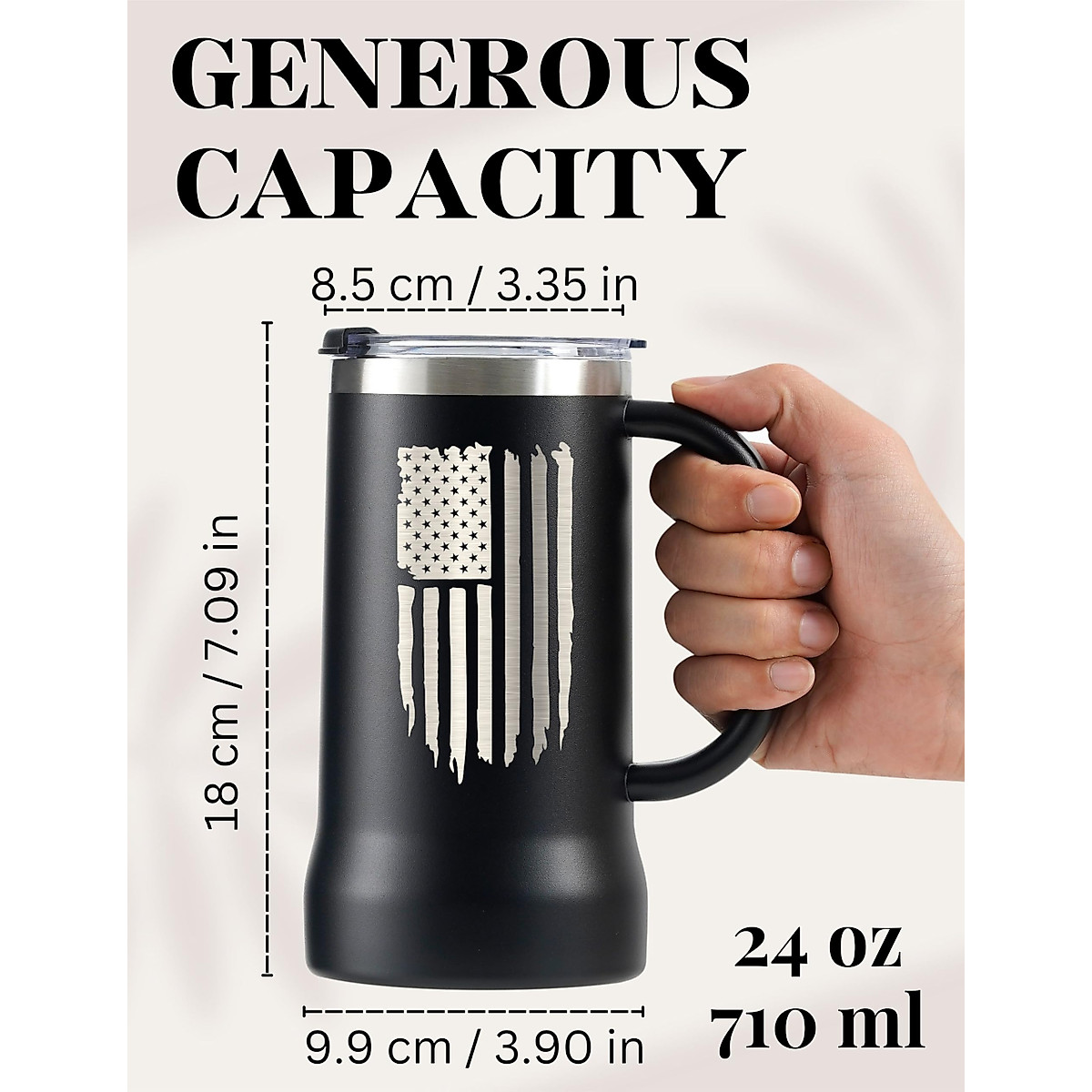 Onebttl Gifts for Men, American Citizenship Gifts for for Dad, Grandpa, Uncle, Brother, Boyriend, Husband, Stainless Steel Beer Stein Tumbler, 24oz Beer Mug with Lid