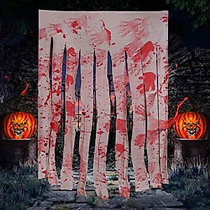 2 Pack Door Curtain Decoration with Bloody Hand Prints Bloody Doorway Curtain Creepy Cloth Haunted House Horror Decoration for Halloween Theme Party1