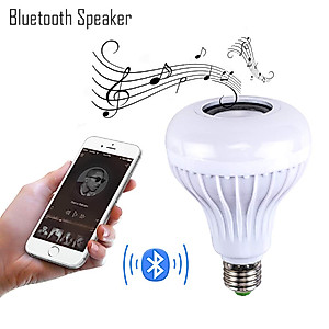 LED Light Bulb Bluetooth Speaker, White + RGB + Yellow Light Ball Bulb Colorful Lamp Smart Music Bulb Audio Bluetooth Speaker with Remote Control for Home,Party,Bar,Garden or Spook House