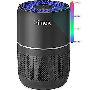 HIMOX Air Purifiers for Home Large Room Up to 1,086 Sq Ft with PM2.5 Air Quality Sensor Fragrance Sponge H13 True HEPA Filter Auto Mode 22 dB Bedroom Air Purifier for Pets Smoke Dust Pollen, H08 Black