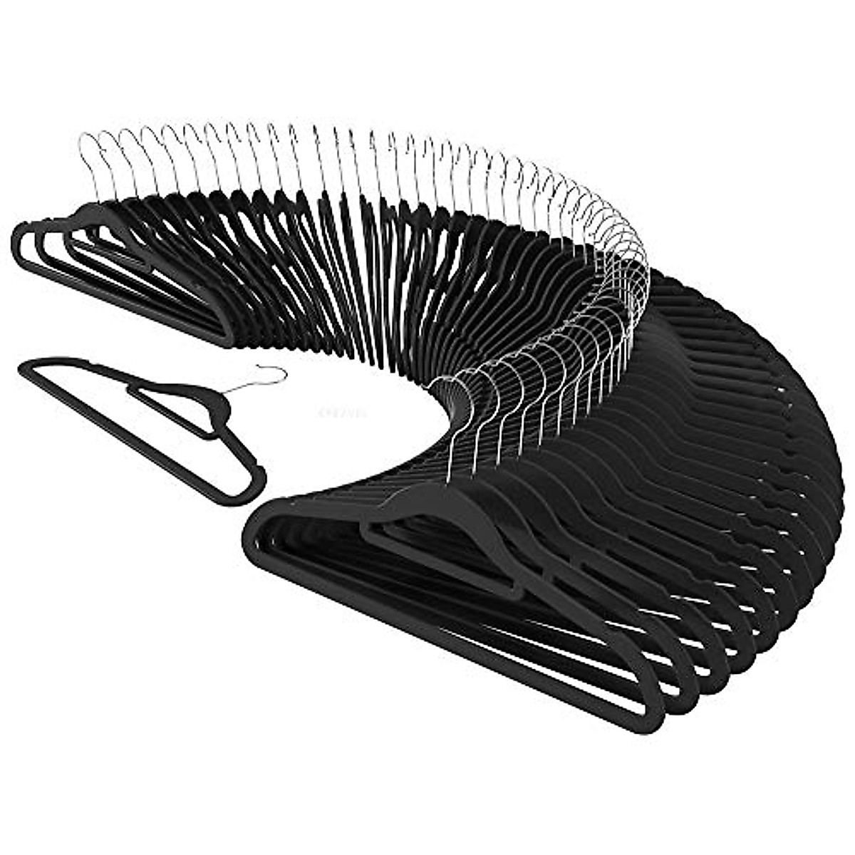 CRESNEL Non-Slip Velvet Clothes Hangers - Ultra Thin Space Saving Design for Men and Women Dress Suit - 50 pcs Set - Solid Black