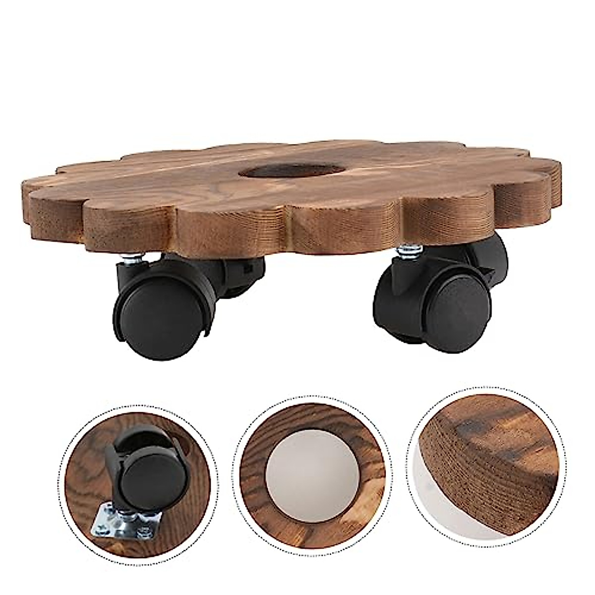 YARNOW 2 Pcs Solid Wood Planter Tray Wood Serving Tray Outdoor Plant Pots Flower Pot Holders for Outside Plant Caddy on Wheel Flowerpot Flower Pots Base Tray Bonsai Holder Planter Pallet
