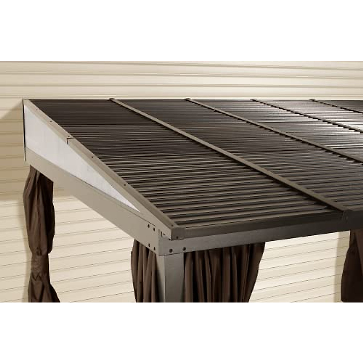 Sojag 10' x 14' Portland Gazebo Wall-Mounted Outdoor Weather-Resistant Aluminum Frame Sunroom Brown