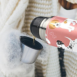 Stainless Steel Leather Vacuum Insulated Mug Puppy Dog Beagle Thermos Water Bottle for Hot and Cold Drinks Kids Adults 16 Oz