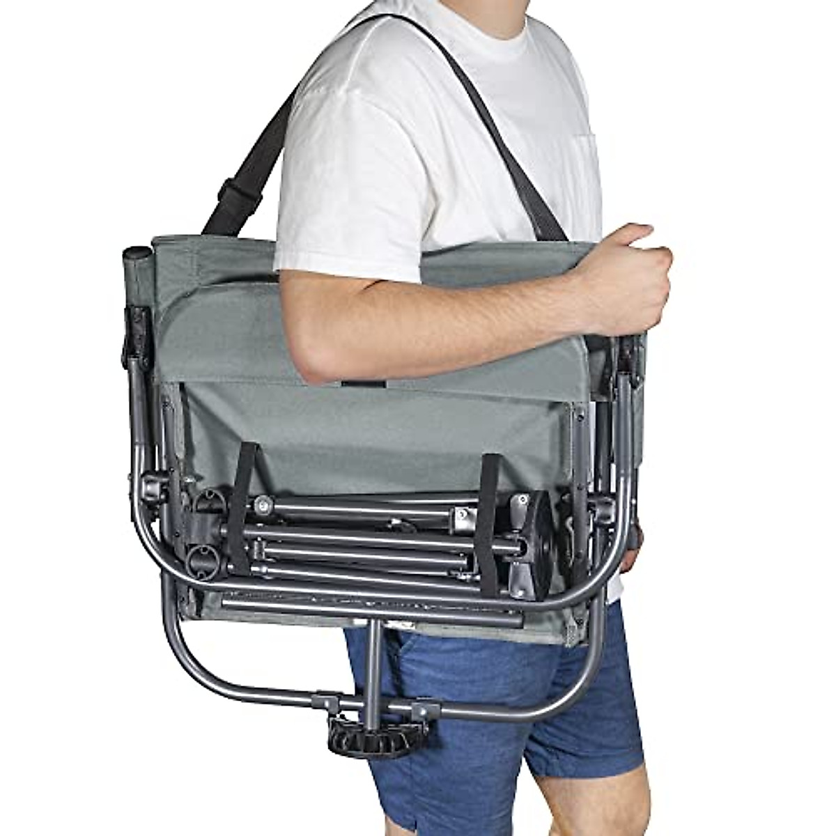 Zenithen Outdoor 360 Degree Portable Lawn Swivel Camping Bag Chair w/Arms, Smoke Grey