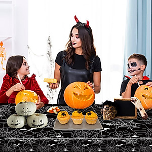 InIsaJace Spider Web Halloween Tablecloth - 3PCS Halloween Tablecloth Plastic Halloween Table Cloth Disposable Rectangle Halloween Table Cover Halloween Party Table Decoration Supplies(108x54 Inch)