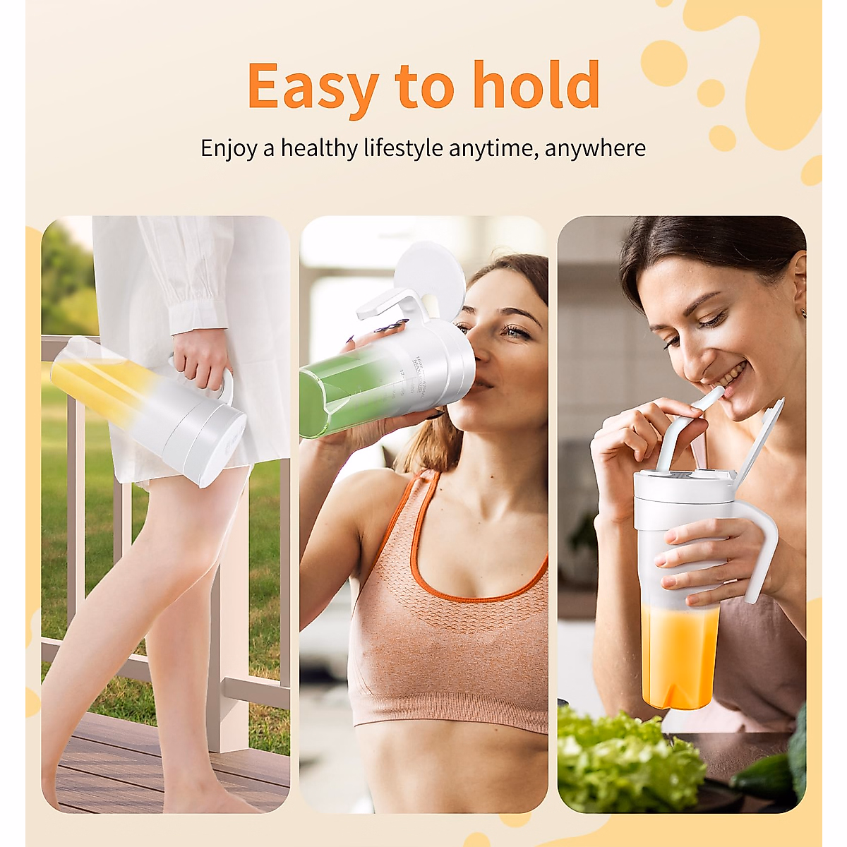 Portable Blender for Shakes and Smoothies, Mini 20000rpm Personal Blender with 6 Ultra-Sharp Blades, 16 Oz Non-BPA Mixing Juicer Rechargeable 4000mAh Electric Blender Bottles for Home, Gym, Office