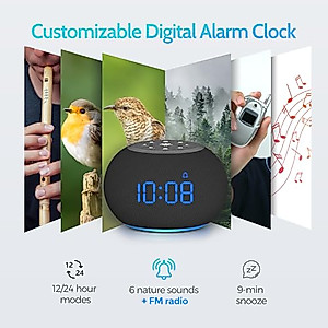 REACHER Digital Alarm Clock Bluetooth Speaker with FM Radio, Auto-Dimmable, 7 Wake Up Sounds, Gradient Light, 30-Level Volume, Memory Function, Bedroom/Office Clock Radio for Kids Adults Seniors