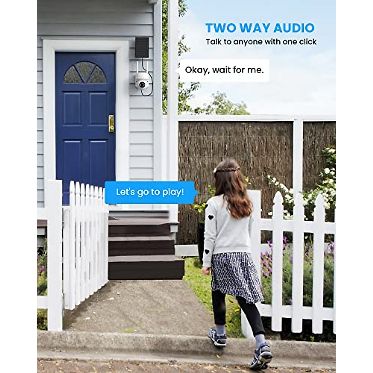 HOOISE Solar Security Cameras Wireless Outdoor,2K Battery Powered WiFi Outdoor Camera for Home Security with Color Night Vision, PIR Motion Detection,2-Way Talk, IP65 Waterproof,Siren Alarm