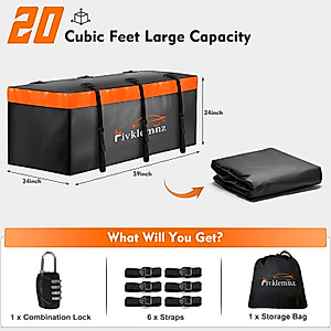 Hitch Mount Cargo Carrier Bag, 20 Cubic Feet 100% Waterproof Car Tray Luggage Bag (59" 24" 24") with 6 Reinforced Straps + 1 Combination Lock, Fits for All Vehicles with Steel Trailer Basket (Large)