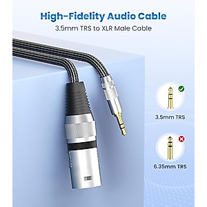 tisino 3.5mm to XLR Cable Unbalanced Mini Jack 1/8 inch to XLR Male Adapter Microphone Cord - 10ft/3m