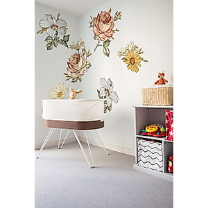 Murwall Kids Floral Wall Decal Soft Vintage Peony Flower Wall Sticker