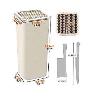 NEWE Knife Block Holder without Knives, Universal Kitchen Storage Stand with Wavy Slots to Protect Blades, Small Space-Saving Knife Organizer for Countertop, Detachable for Easy Cleaning