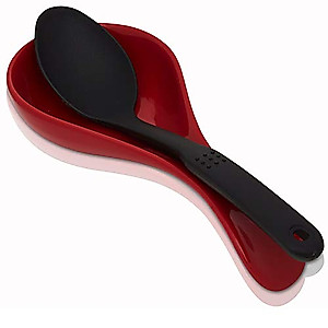 Home Intuition Ceramic Spoon Rest 10.50" x 4.35" x 1.50", Red