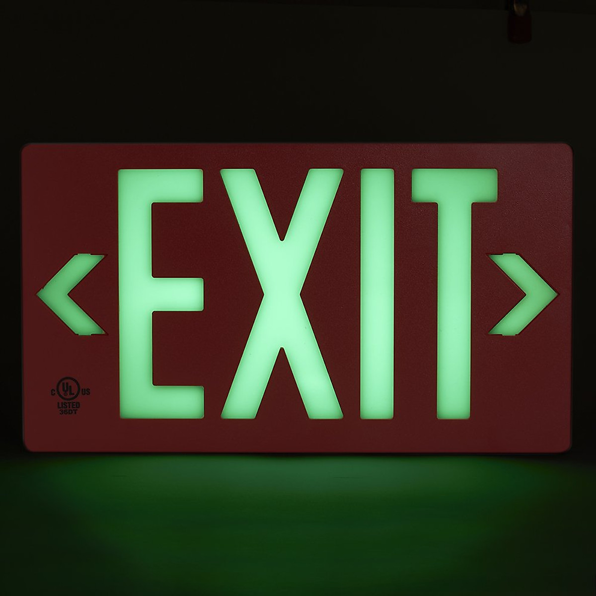 UL Listed 50 foot Jessup Glo Brite 7050-B 8.75-x-15.5-Inch Single Sided Exit Sign with Frame, Red (Mounts 4 ways, includes bracket and arrows)