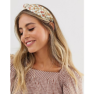 Huachi Headbands for Women and Girls, 4 Packs Fashion Flower Printed Knotted Head Bands for Women’ s Hair, Non Slip Boho Wide Thick Top Knot Hairbands, Womens Trendy Hair Accessories