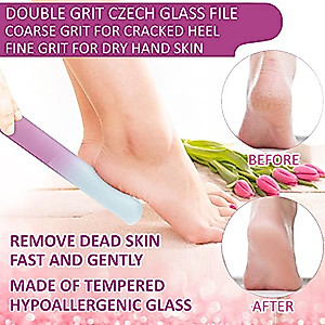 Czech Glass Nail File with Case - Glass Foot File Hand Callus Remover - Nice Gift Women - Crystal Nail Files For Natural Nails Glass Fingernail - Toenail Finger Board Sleeve Emery Boards 2 Files Set