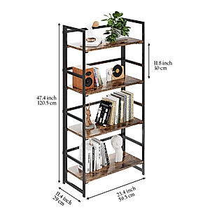 BHG Vintage Multifunctional Folding Bookshelf, No-Assembly Plant Stand Storage Rack Shelves for Home Office (Fire, 4-Tier)