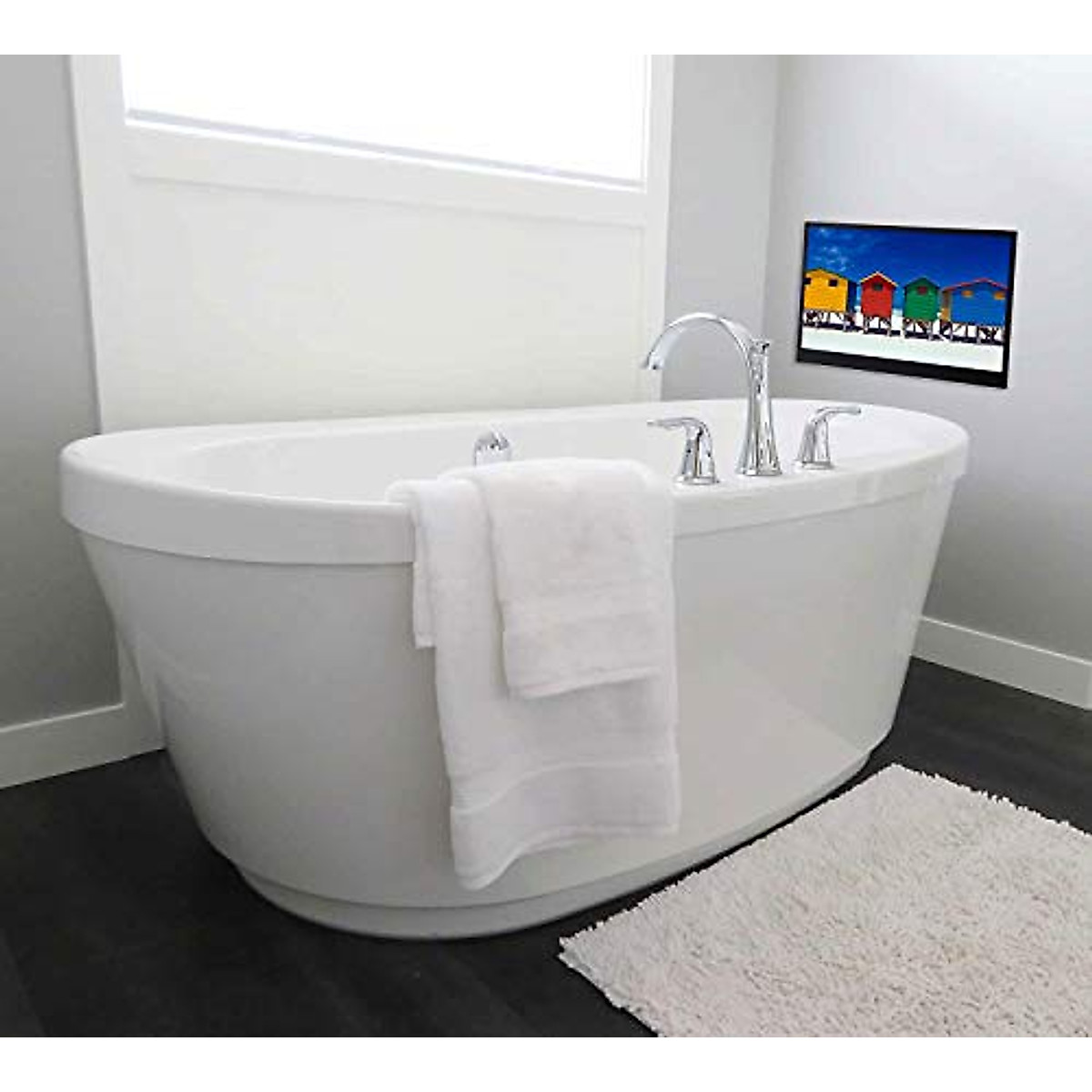 elecsung 27 inch Smart Black TV for Bathroom IP66 Waterproof Android 11.0 System with Integrated HDTV(ATSC) Tuner and Built-in Wi-Fi&Bluetooth