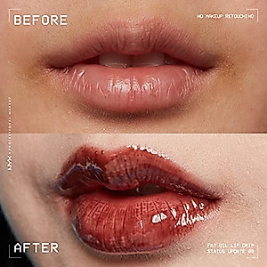NYX PROFESSIONAL MAKEUP Fat Oil Lip Drip, Moisturizing, Shiny and Vegan Tinted Lip Gloss - Status Update (Rich Chocolate)