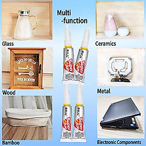 Super Glue Gel, Superglue Single Use Minis Strong Glue, Quick Dry Clear Super Glue for Plastic, Metal, Ceramic, Wood, Glass, Rubber (Four 3 Gram Tubes)