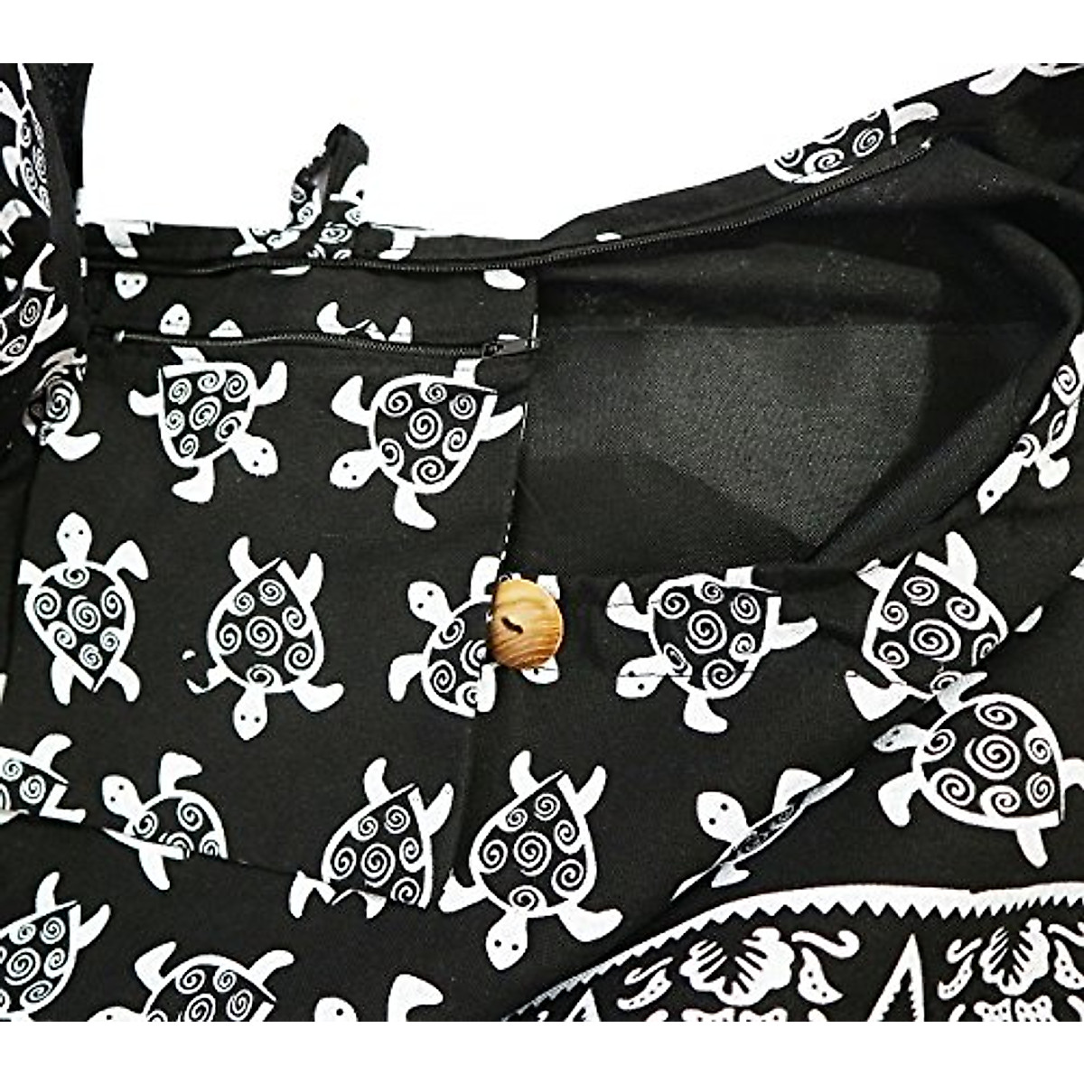 Lovely Creations Hippie Boho New Elephant Crossbody Bohemian Gypsy Sling Shoulder Large Size (Turtle L Black)