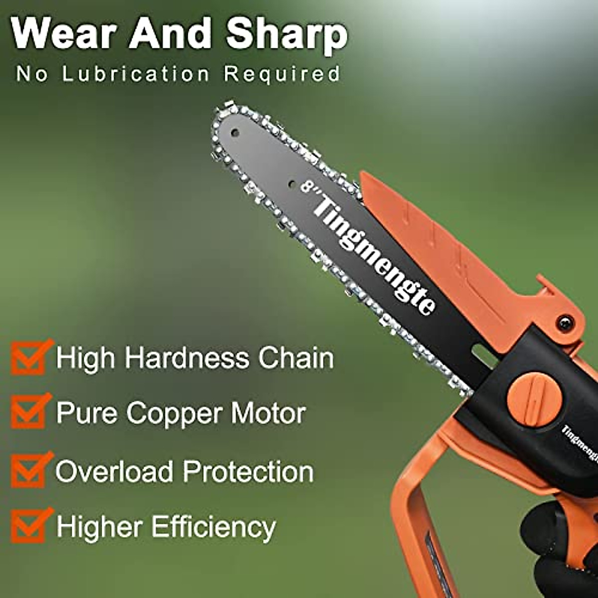 Mini Chainsaw 8 Inch, Cordless Mini Chainsaw Battery Powered with 24V 10000mAh Rechargeable Battery, 3.4Lb One-Hand Use Electric Chainsaw, Handheld Chainsaw for Tree Trimming Wood Cutting