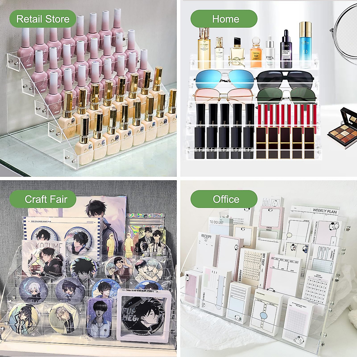 yuuzue 5 Tier Greeting Card Display Rack, Clear Acrylic Sticker Display Stand for Vendors Retail Display Photo Stand for Counter Tabletop Display Supplies