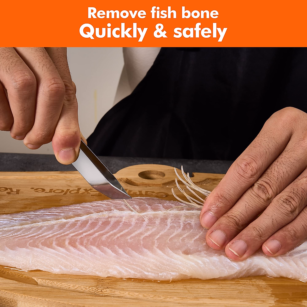 Rainspire Stainless Steel Fish Bone Tweezers Remover Tool Set, Fish Bone Pliers/Tweezers, Kitchen Food Cooking Tweezers, Seafood Tools Kitchen Gadgets Home Gadgets, Non-Slip