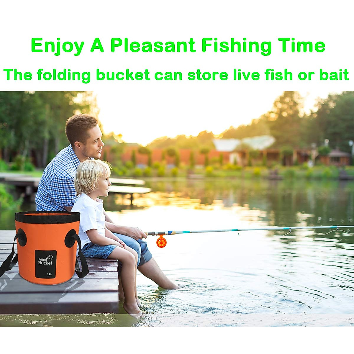 Sunglow Collapsible Bucket, 5 Gallons Multifunctional Portable Collapsible Fishing Bucket -Wash Basin Folding Bucket -Water Container for Fishing-Camping-Gardening (20L/5gallon(Orange))